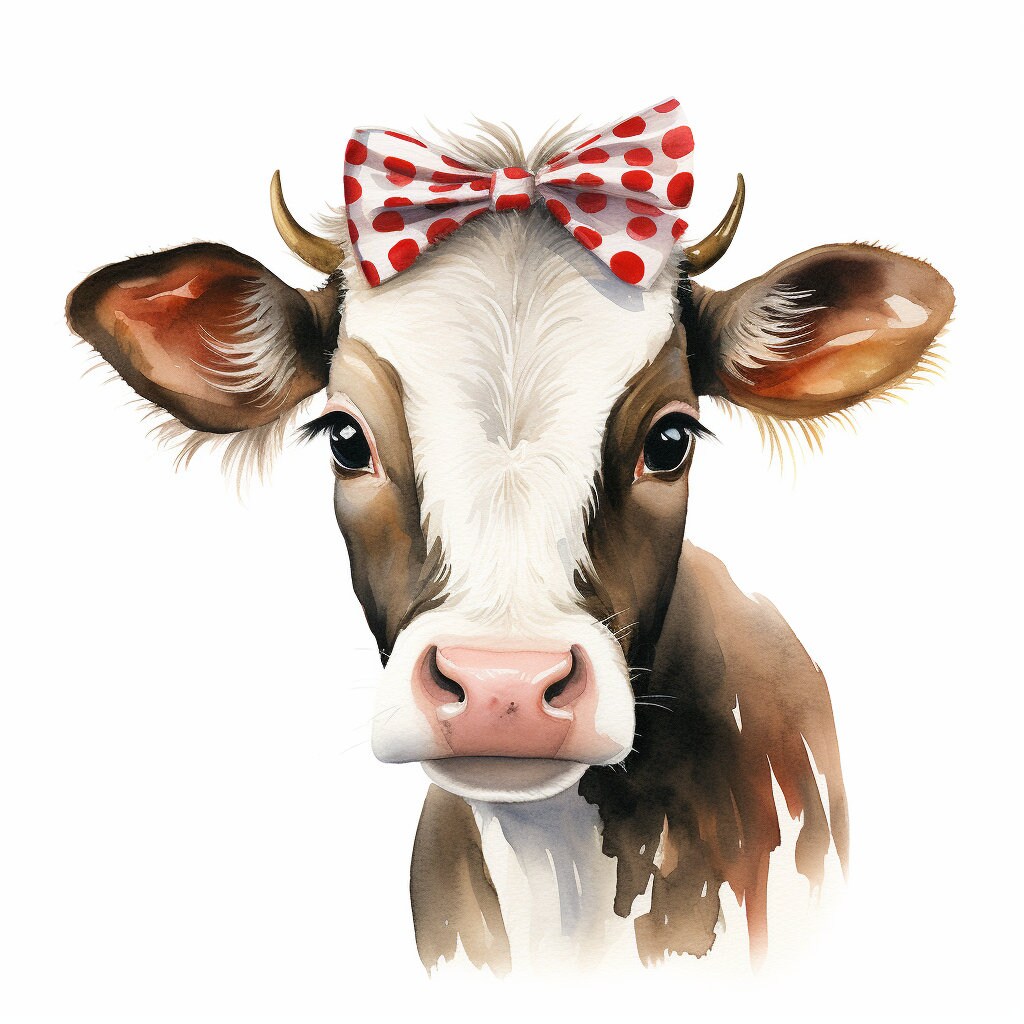 Watercolour Cow Clipart Farm Cow Clipart Floral Cow Clipart - Etsy