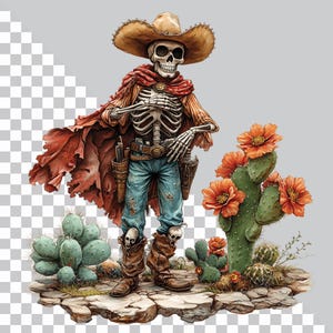 Cowboy Skeleton Clipart, Western PNG, Cowboy, Junk Journals ...