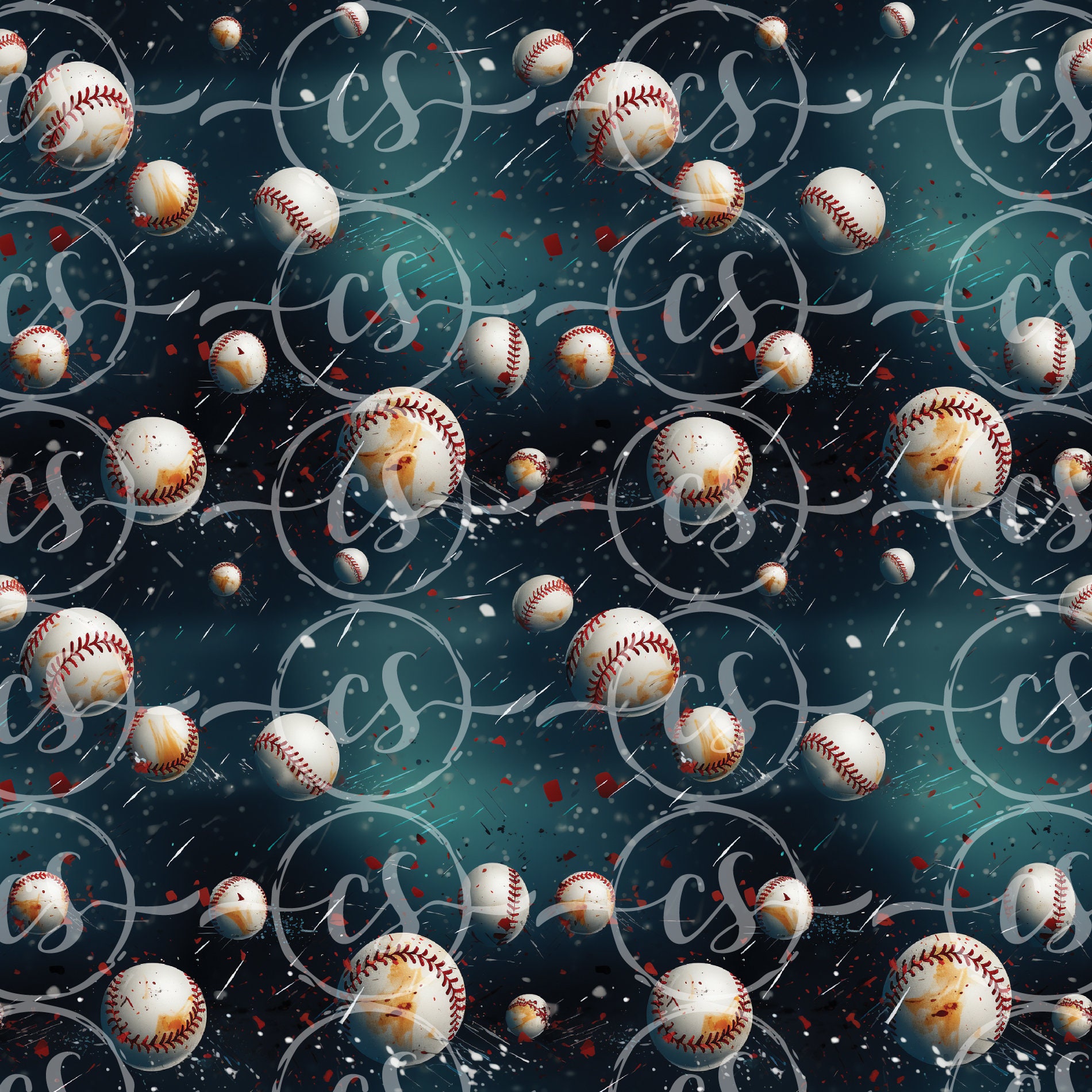Baseball Digital Paper, Balls Seamless Pattern, Sports Pattern Paper ...