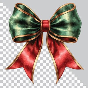 Christmas Bow Ribbon Clipart, Christmas Bow PNG, Junk Journals ...