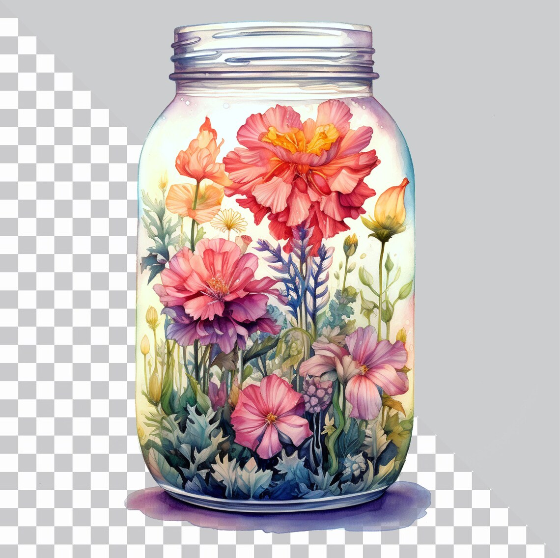 Floral Jar Watercolor Clipart Bundle Jar With Flowers Png - Etsy