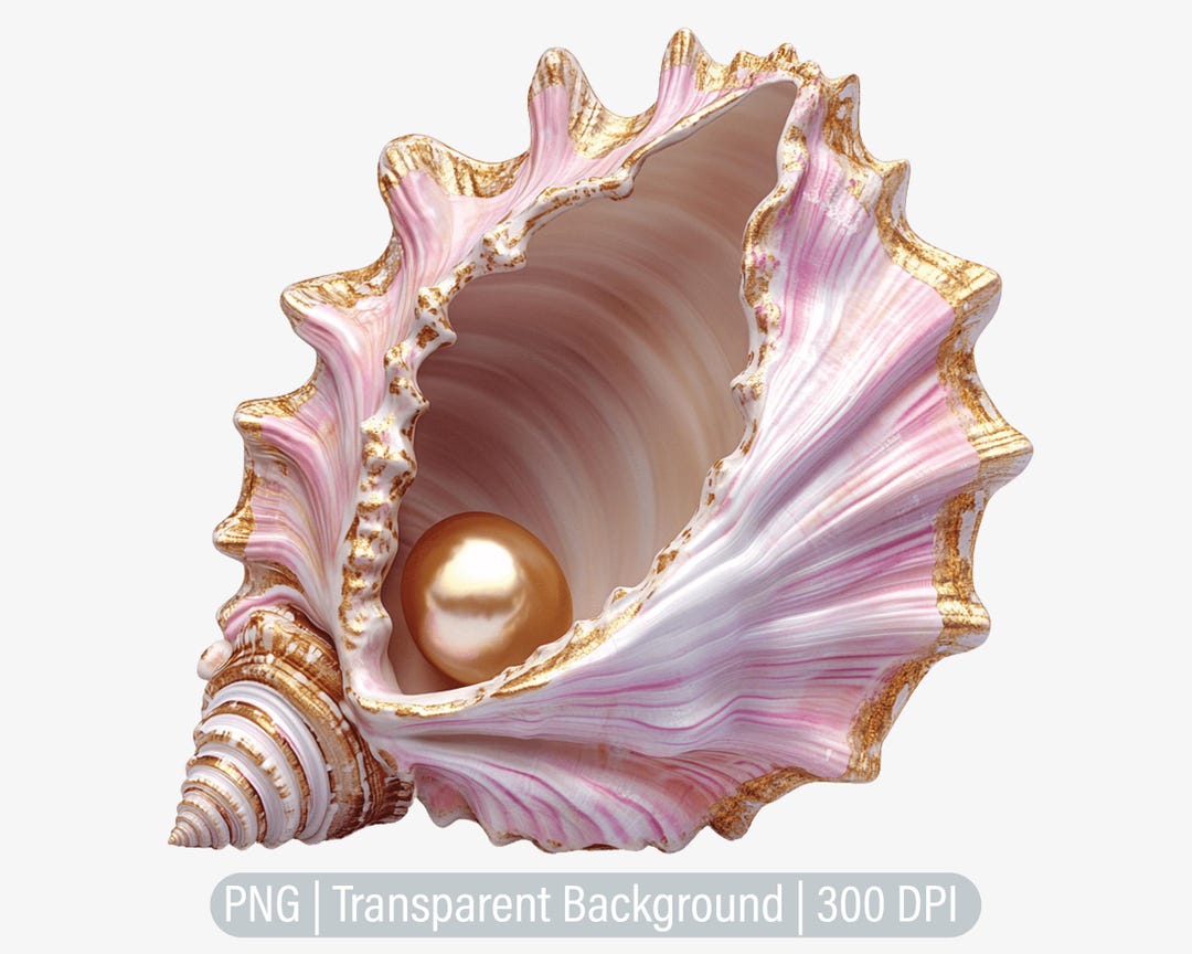 Gold Pearl Clipart, Ocean PNG, Pink Seashell, Mermaid Shell Junk ...