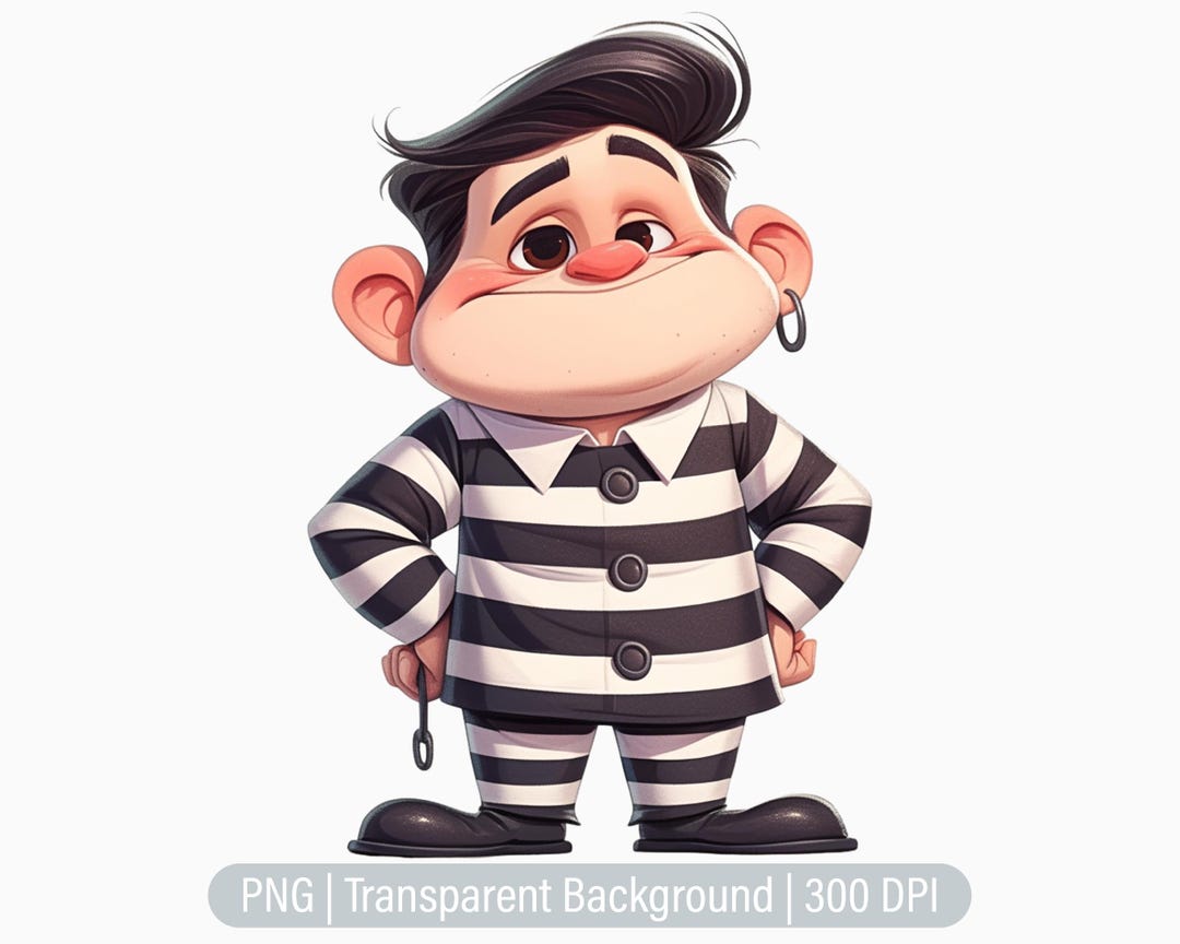 Prisoner Clipart, Jail PNG, Inmate, Black & White Stripes Uniform, Junk ...