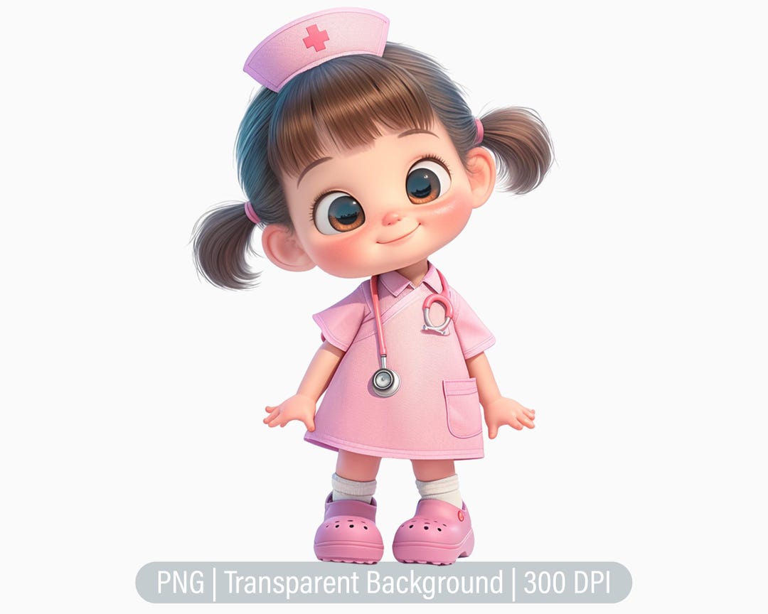 Cute Nurse Girl Clipart, Pink Scrubs, Medical Png, Health Care, Junk ...