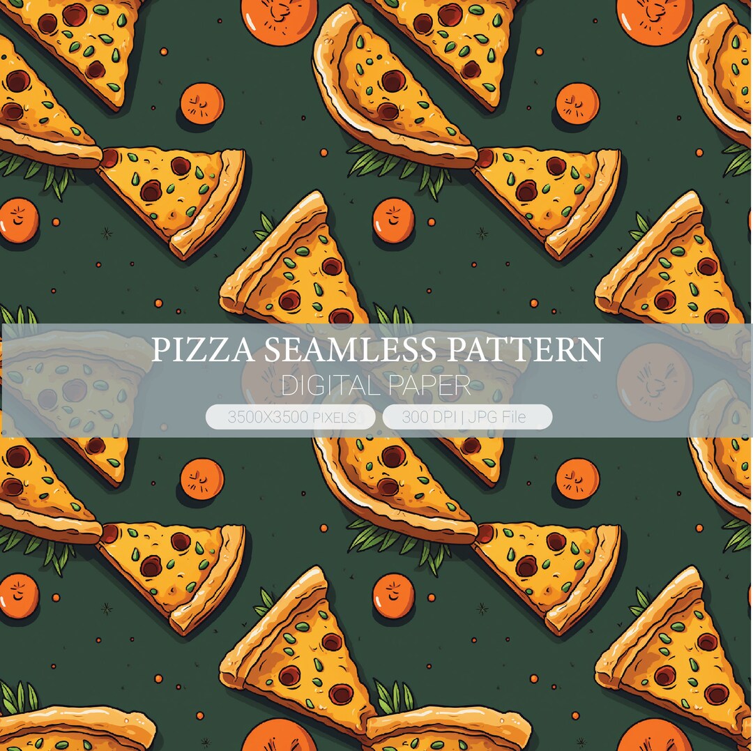 Pizza Digital Paper, Pizza Slice Seamless Pattern, Pizza Food ...