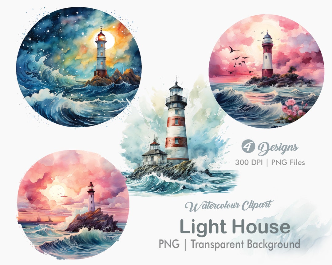 Lighthouse Clipart, Nautical PNG Clipart, Junk Journals, Scrapbooking ...