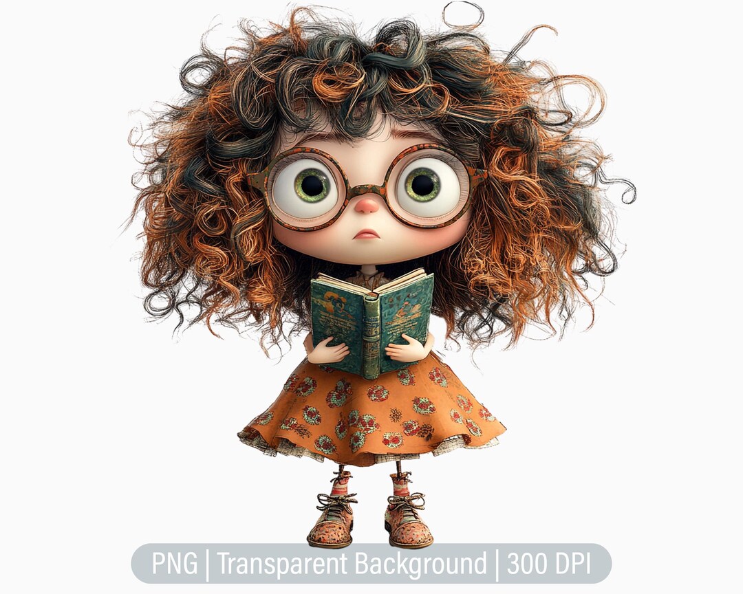Quirky Nerd Girl Clipart, Cute Frazzled Girl, Whimsical Girl, Junk ...