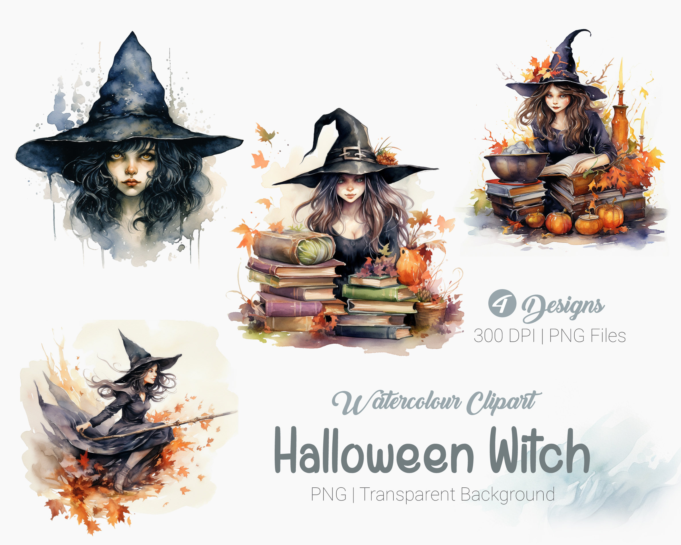 Watercolour Witch Clipart Halloween Witch Clipart Halloween - Etsy