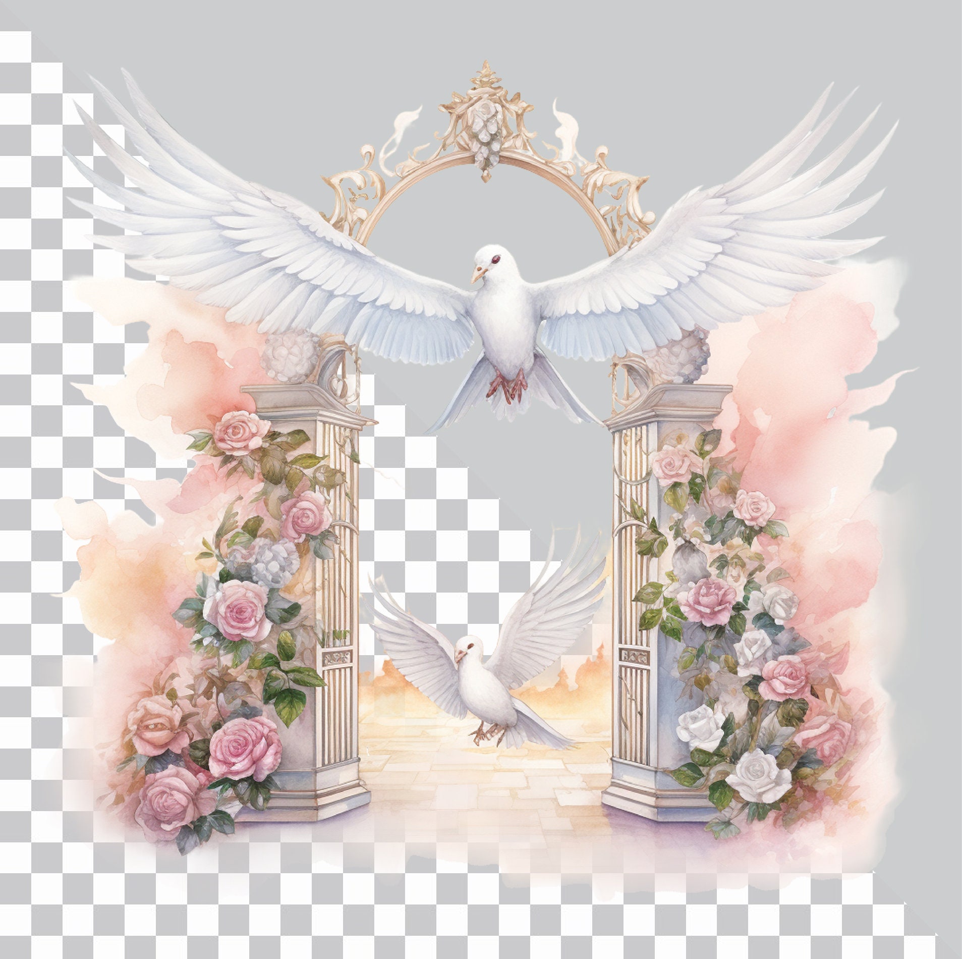 White Doves Clipart, Heaven Doves PNG Clipart, Dove Png, Junk Journals ...
