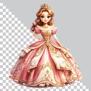 Princess Clipart, Pink Princess PNG, Cute Princess Dress, Junk Journals ...