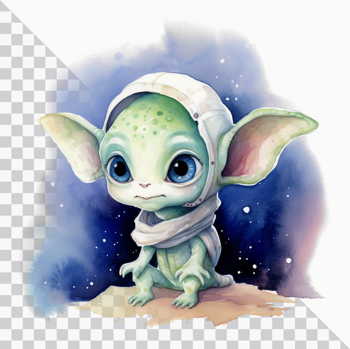 Baby Alien Clipart Alien Png Cute Alien Clipart Watercolour - Etsy