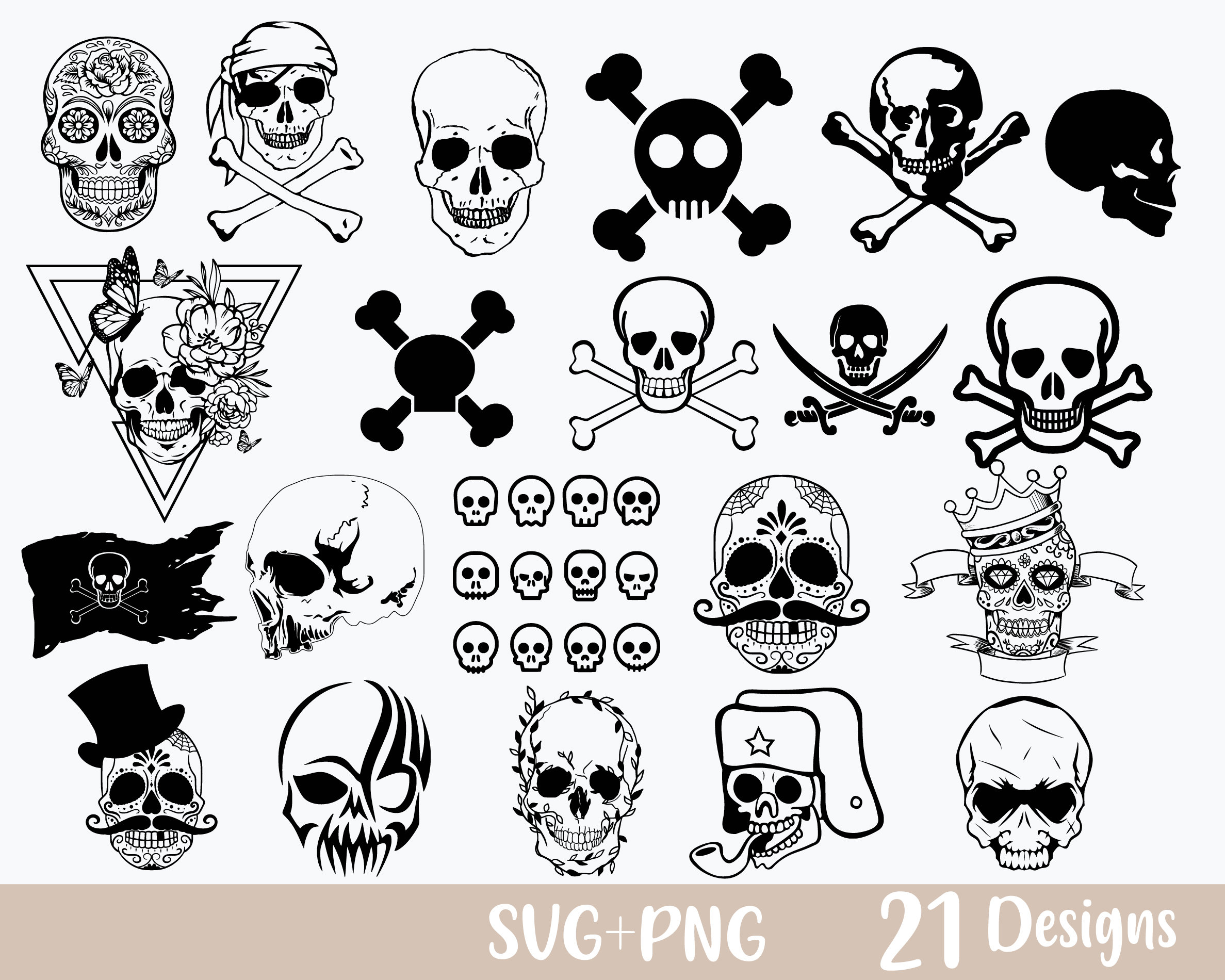 Skull SVG Bundle Skull Png Skull Vector Skull Cut Files | Etsy