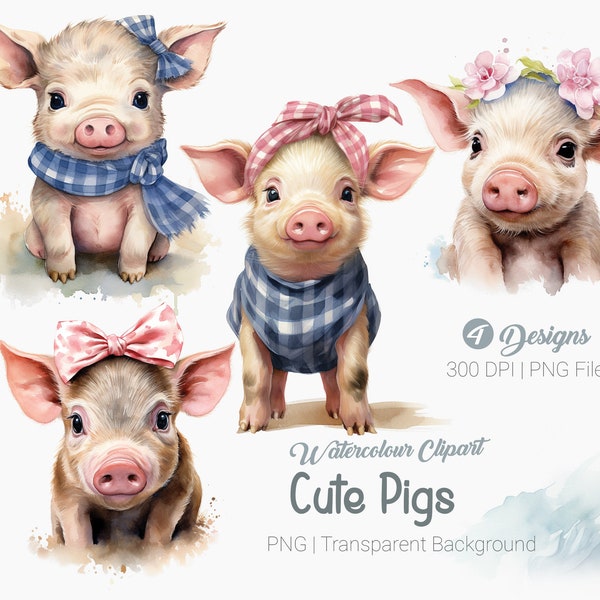 Pig Watercolor - Etsy