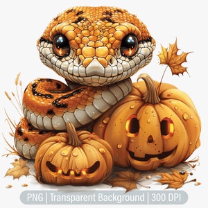 Halloween Snake Clipart, Halloween PNG, Cute Snake, Junk Journals ...
