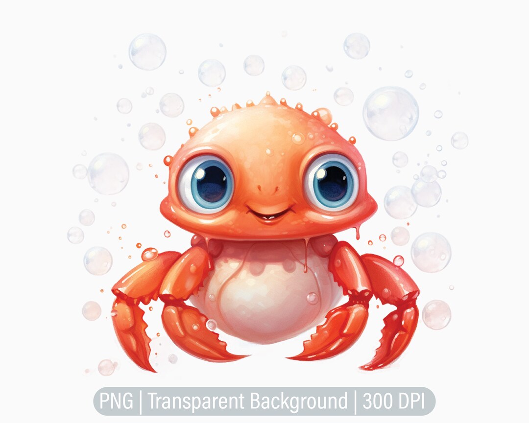 Cute Baby Crab Clipart, Crab PNG, Nursey Graphics, Junk Journals ...