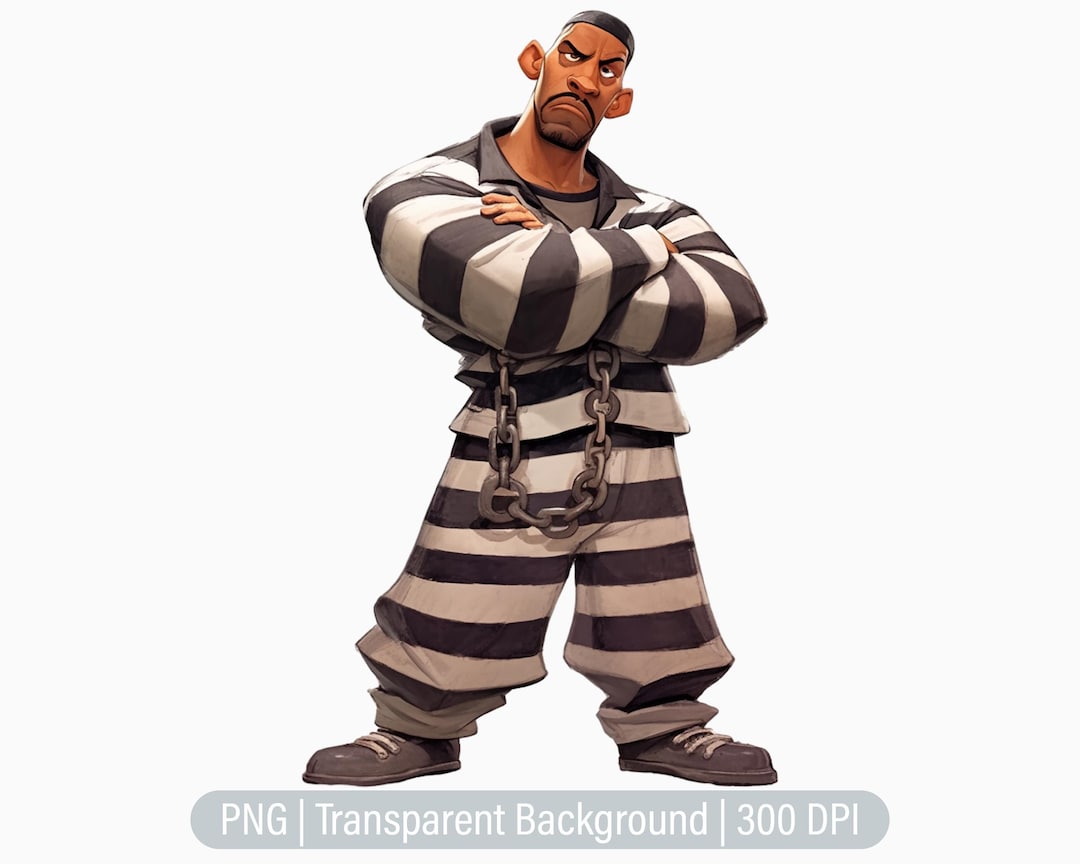 Prisoner Man Clipart, Jail PNG, Inmate, Stripes Uniform, Junk Journals ...