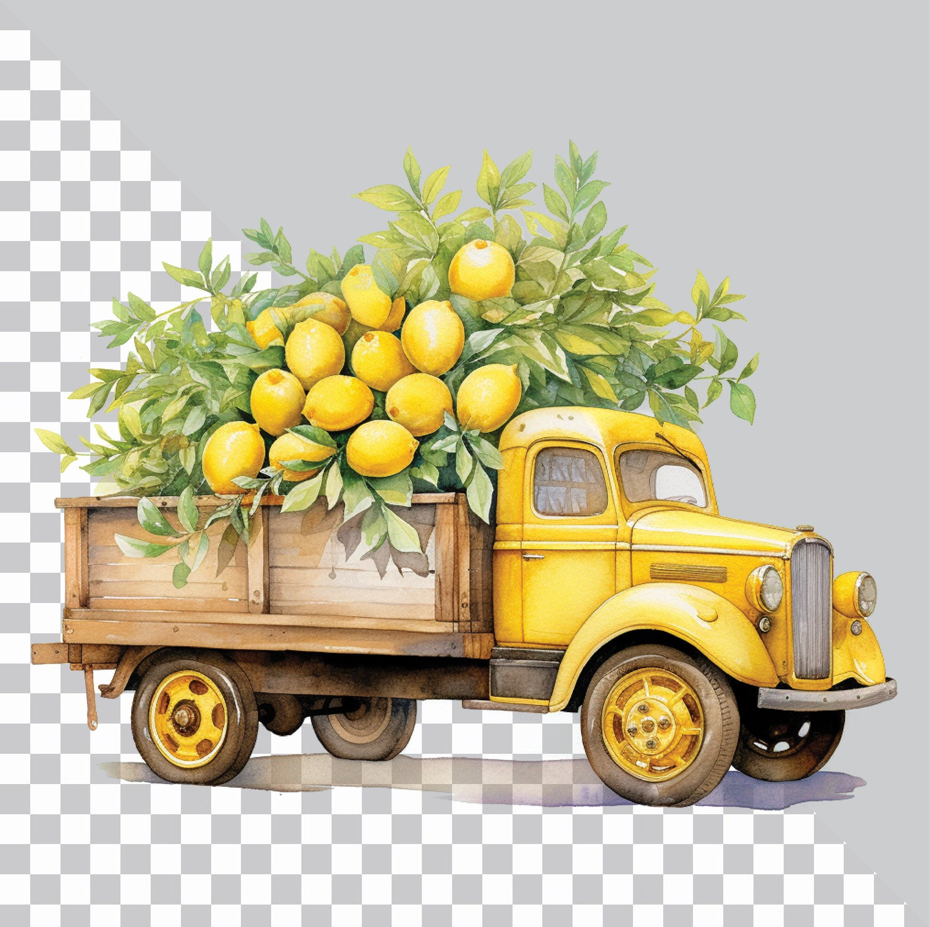 Watercolor Lemon Truck Clipart, Sweet Lemon, Lemonade Png, Cake, Fruit ...
