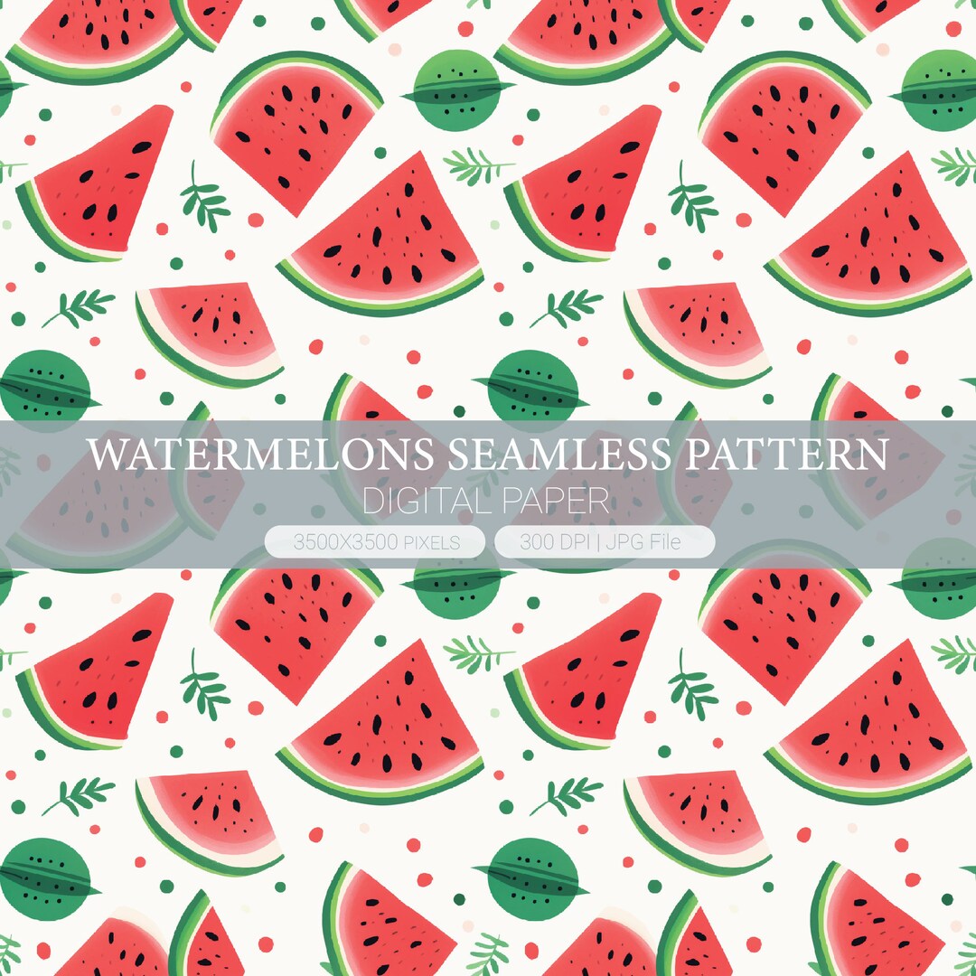 Watermelon Digital Paper, Watermelons Seamless Pattern, Summer Fruits ...