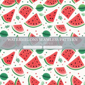 Watermelon Digital Paper, Watermelons Seamless Pattern, Summer Fruits ...