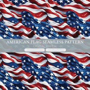 USA Flag Digital Paper, Red White & Blue Seamless Pattern, Patriotic ...