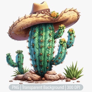 Western Cactus Clipart, Cowboy Cactus, Junk Journals, Scrapbooking ...