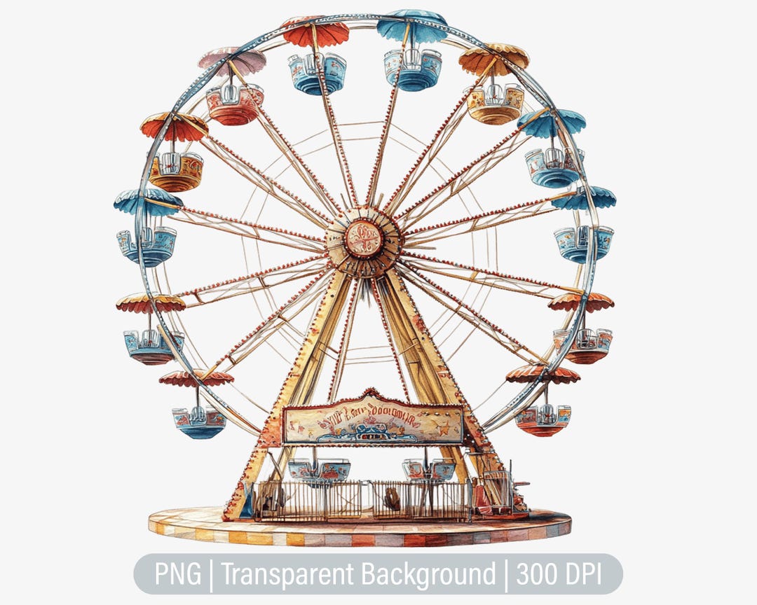 Circus Ferris Wheel Clipart, Carnival PNG, Rustic Carnival, Junk ...