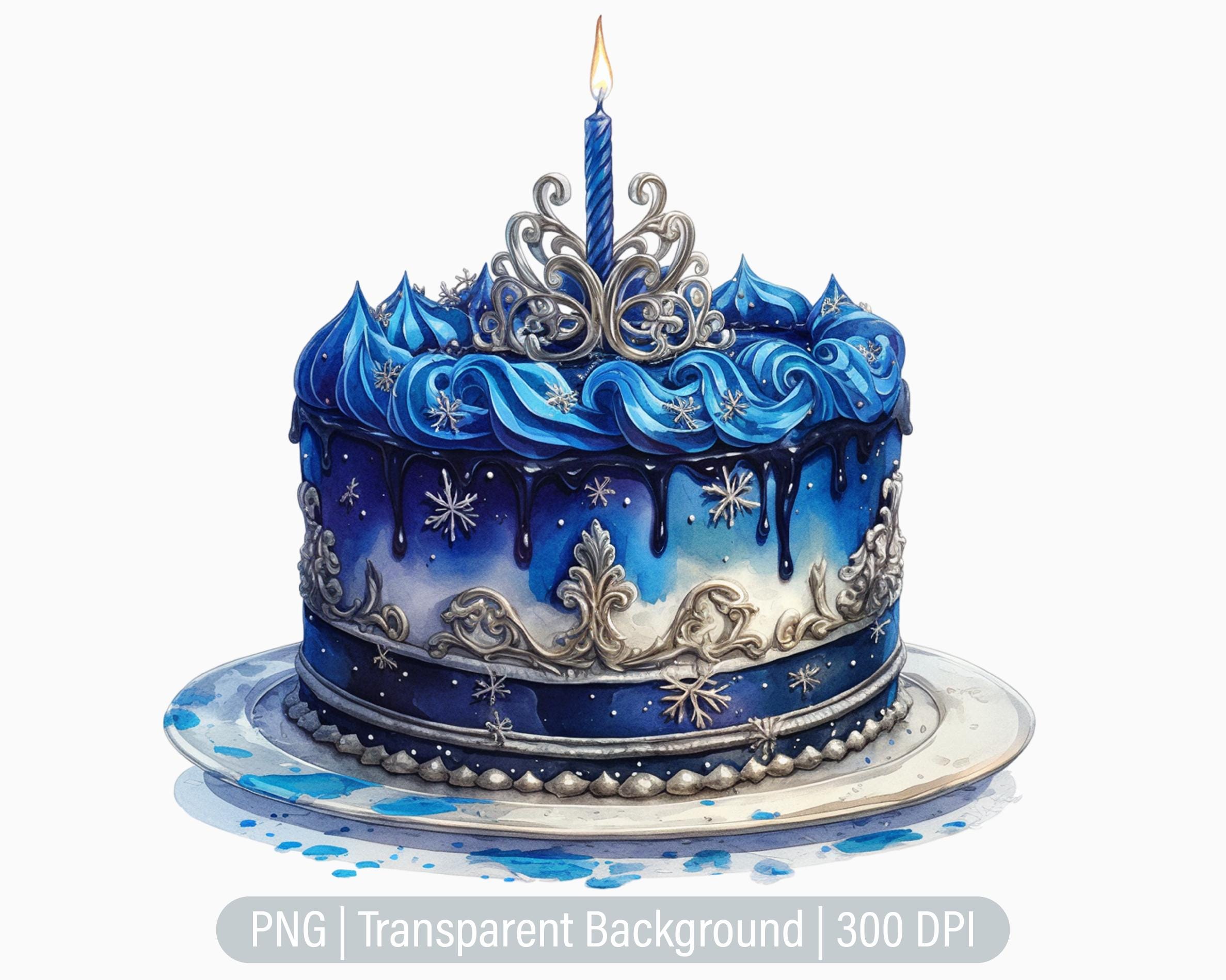 Blue Birthday Cake Clipart, Party PNG, Celebration, Ornate Royal Cake ...