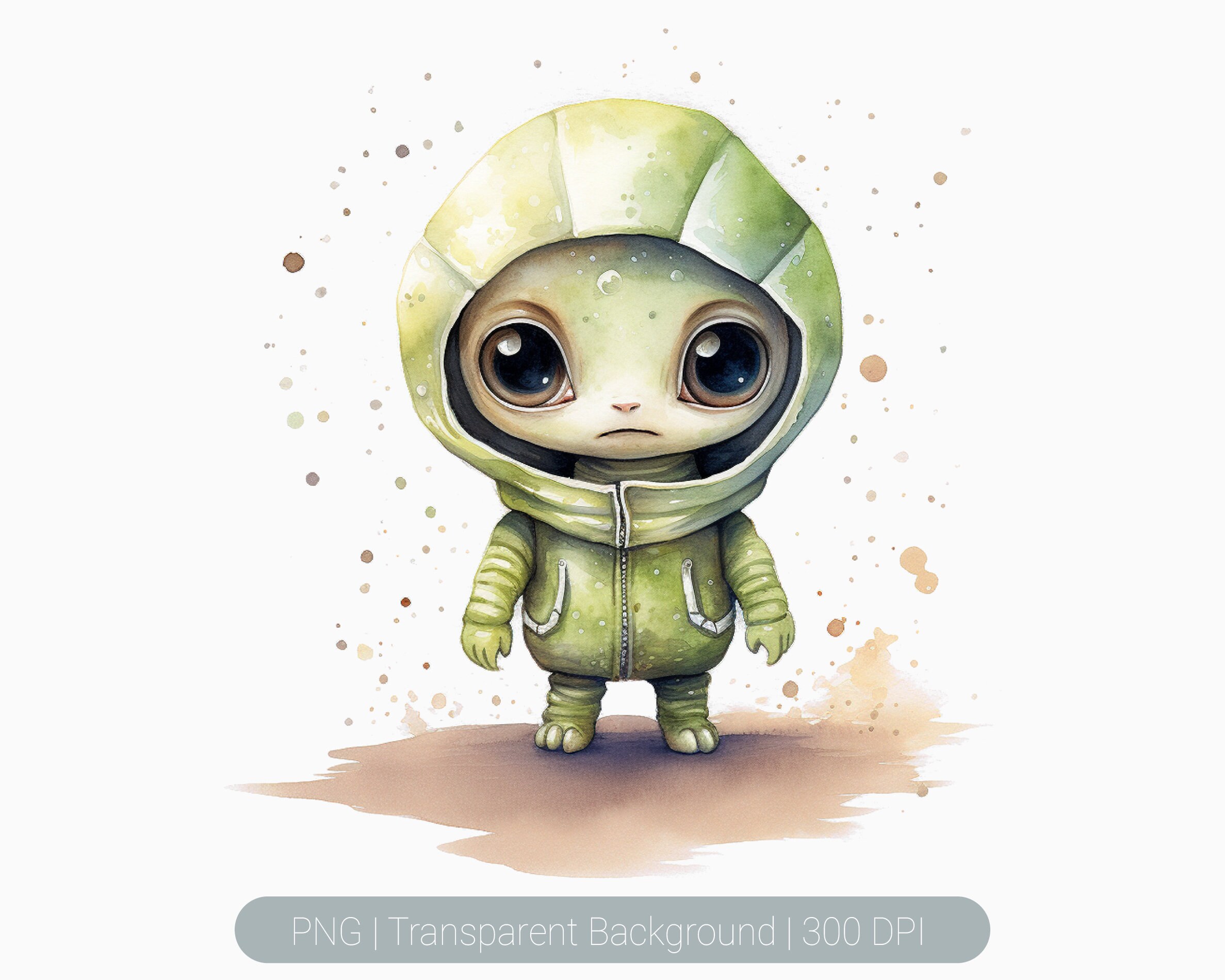 Baby Alien Clipart Alien Png Cute Alien Clipart Watercolour - Etsy