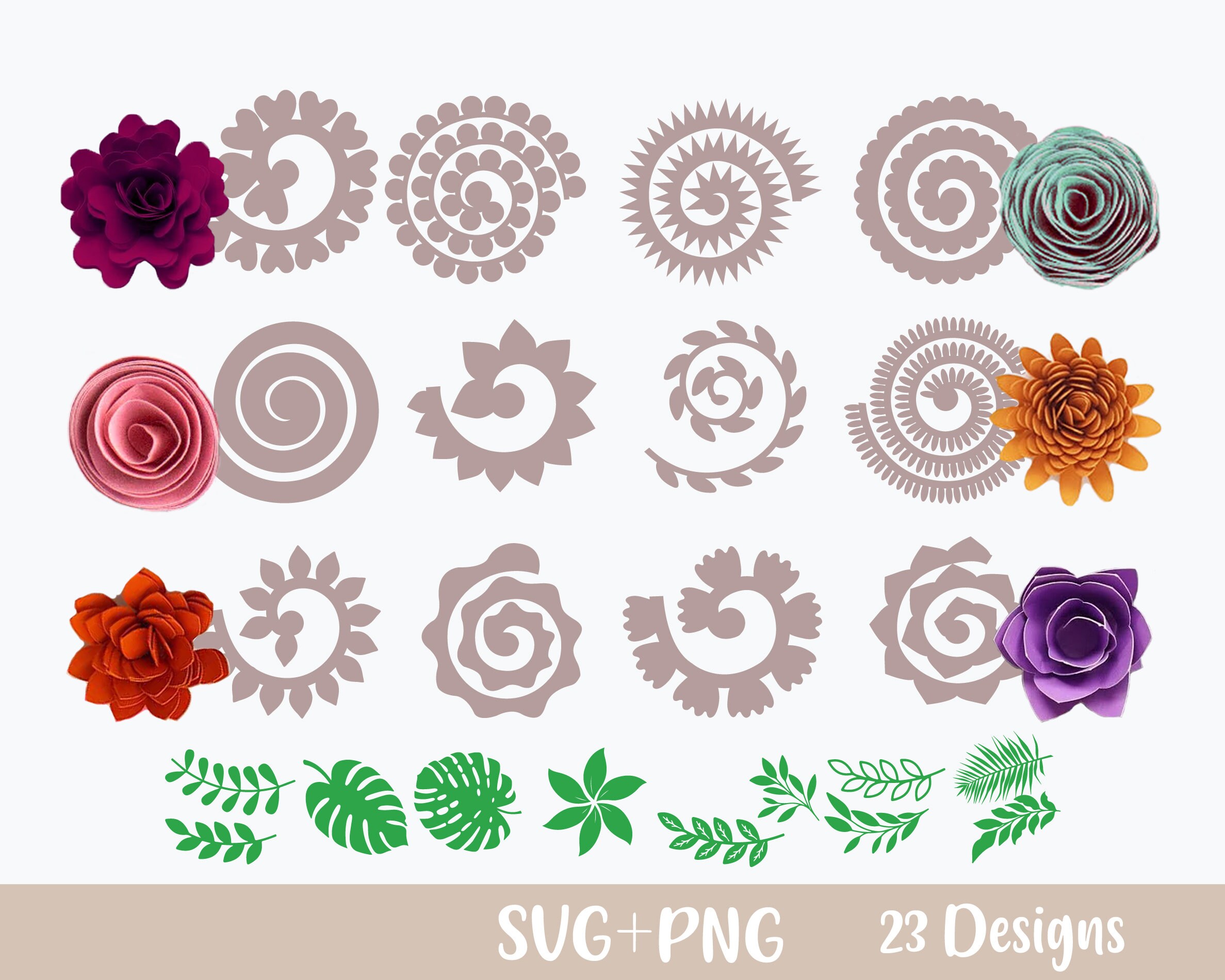 Rolled Flower Svg Paper Flower Svg Digital Download Digital - Etsy