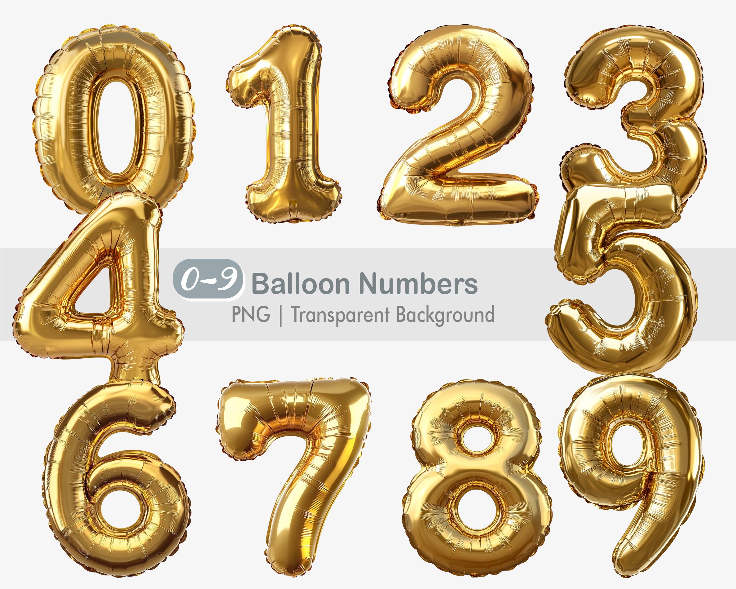 Gold Balloon Numbers Clipart, Foil Balloons Png, Party, Celebration ...