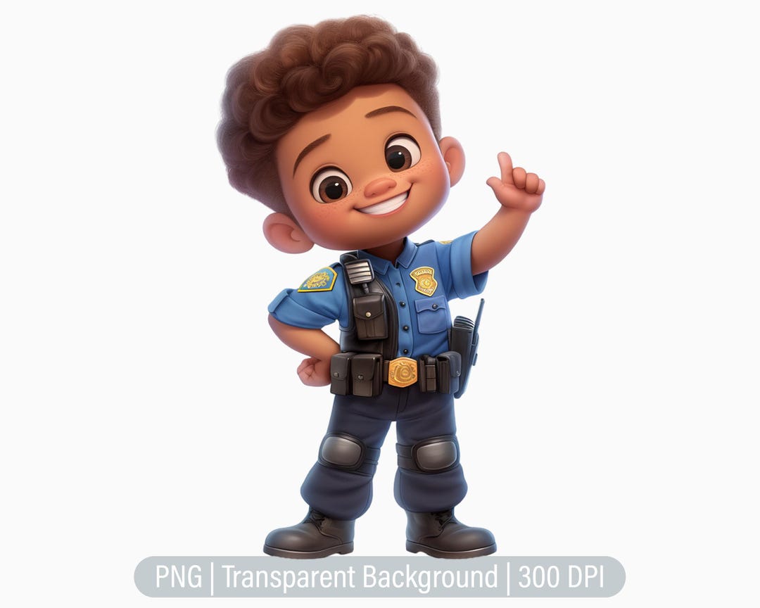 Black Police Boy Clipart, Cute Police Officer PNG, Police, Cop, Junk ...