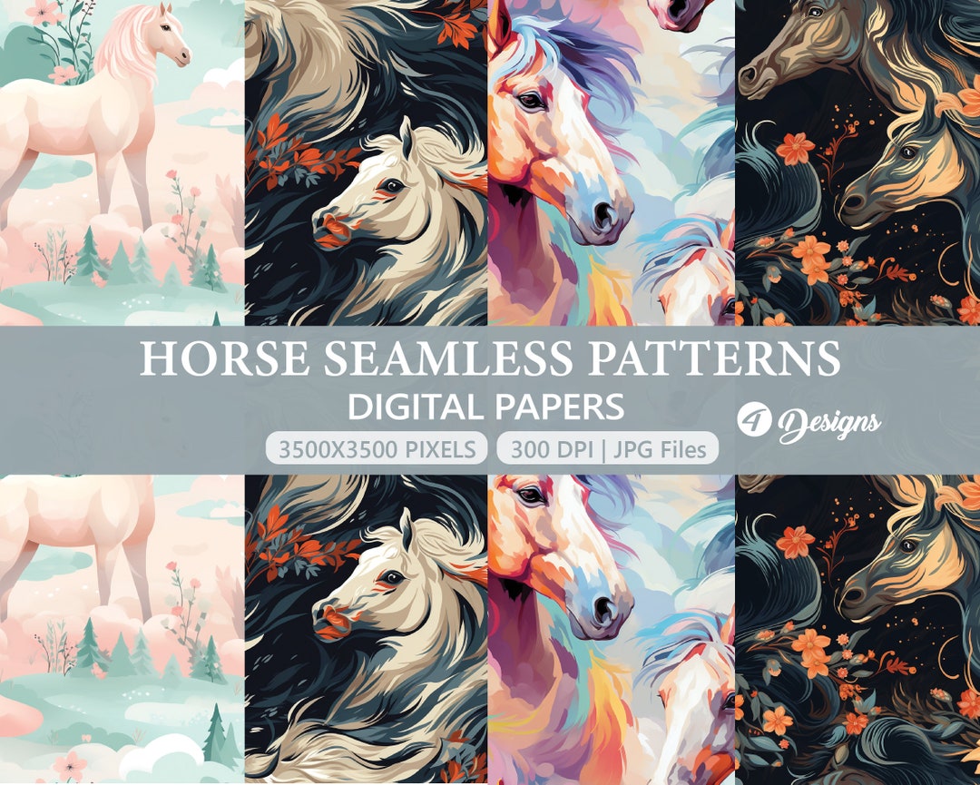 Horse Digital Paper, Horse Pattern, Card Making, Horses Background ...