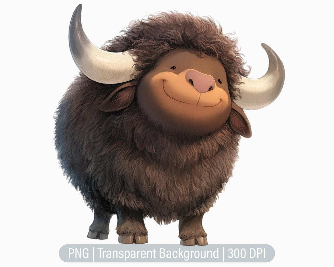 Cute Musk Ox Clipart, Artic Animal PNG, Bull, Whimsical Musk, Junk ...
