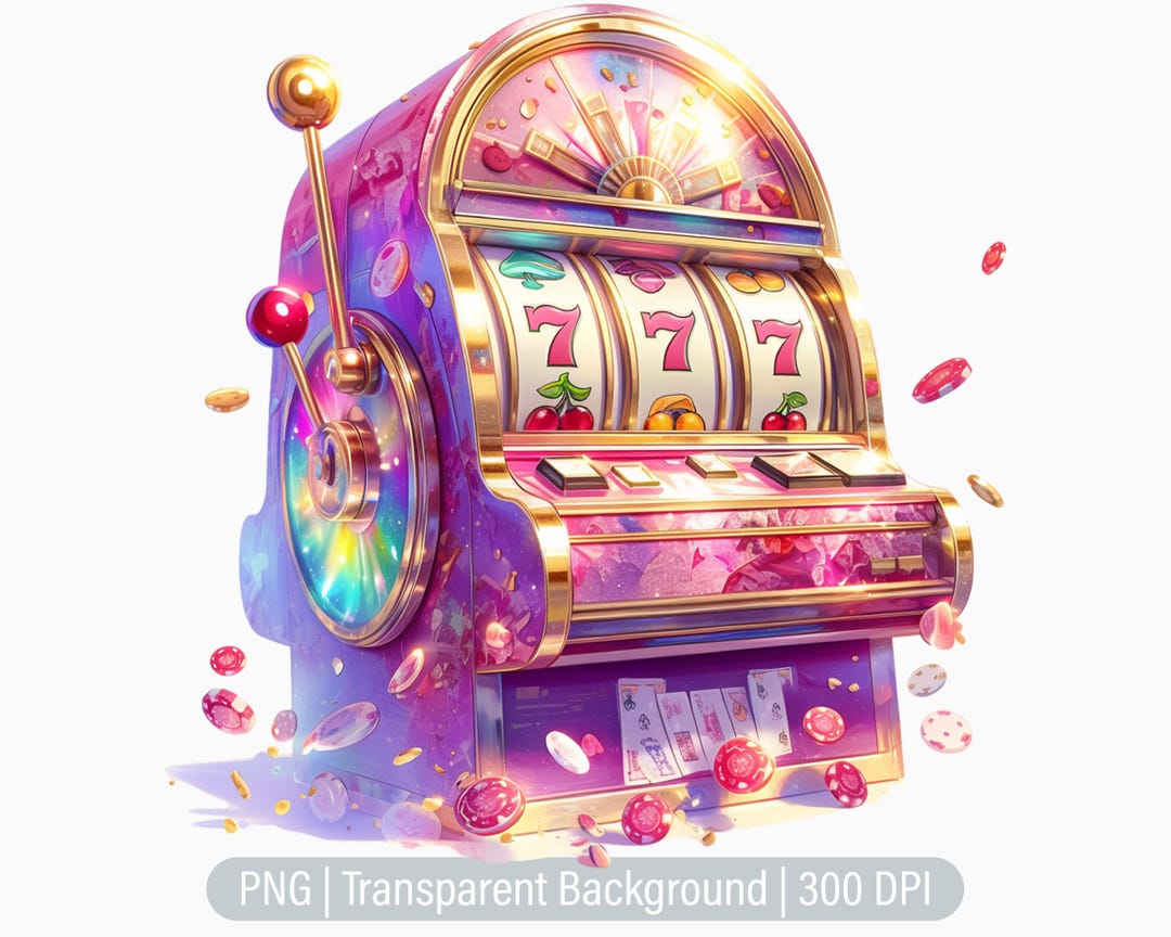 Casino Slot Machine Clipart, Las Vegas, Fruit Machine PNG, Junk Journal ...