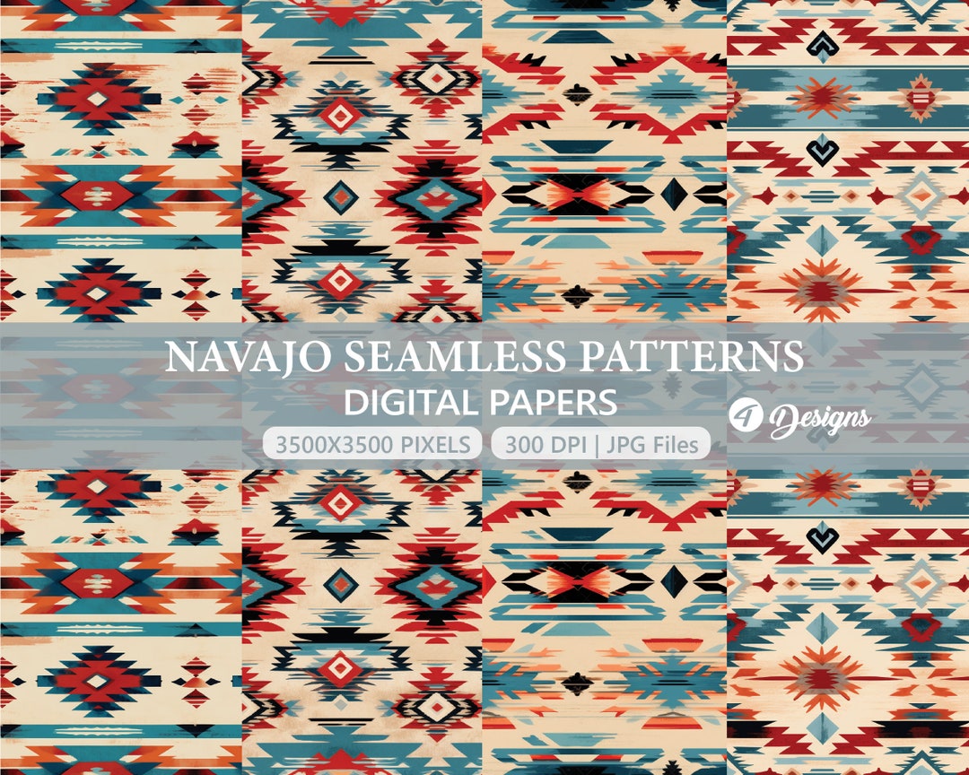 Tribal Digital Paper, Navajo & Aztec Pattern, Ethnic Backgrounds ...