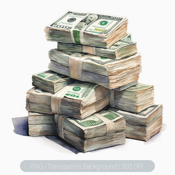 Wad of Cash Money Pink Banded Hundred Dollar Bills PNG Graphic Instant Digital Download Files ...