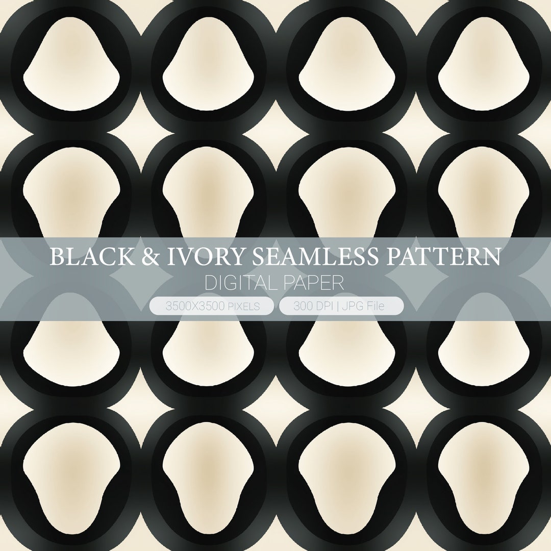 Black & Ivory Digital Paper, Seamless Pattern Black and White, Doodle ...