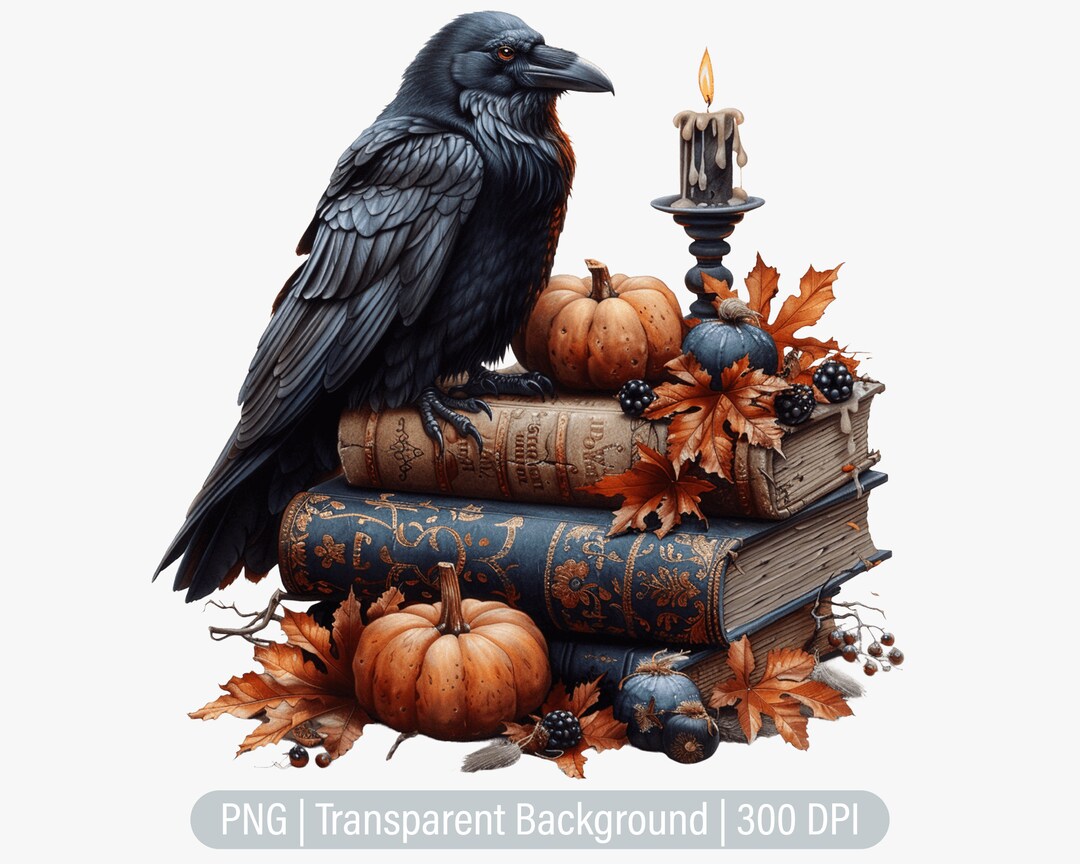 Halloween Crow Clipart, Halloween PNG, Gothic Crow, Junk Journals ...