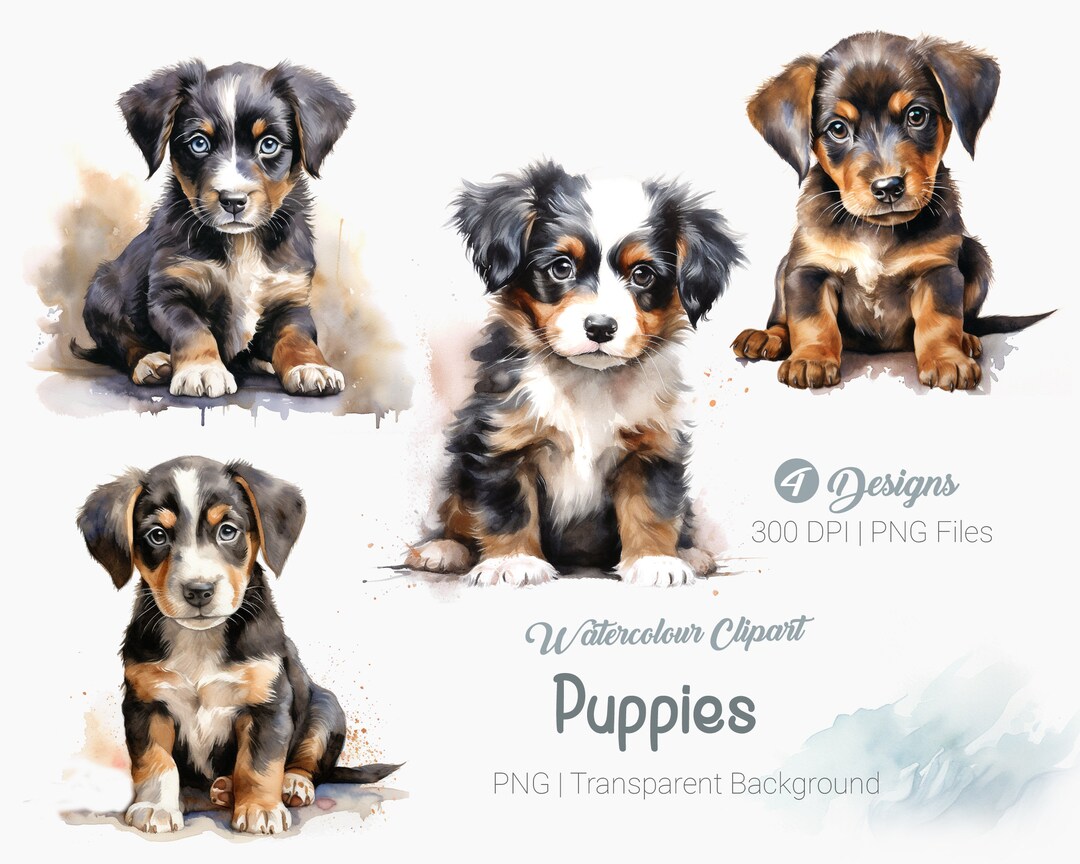 Watercolor Puppies Clipart | Puppy Clipart Graphics | Puppy ...