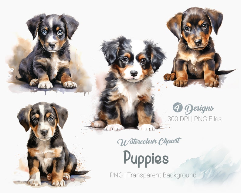 Watercolor Puppies Clipart Puppy Clipart Graphics Puppy - Etsy