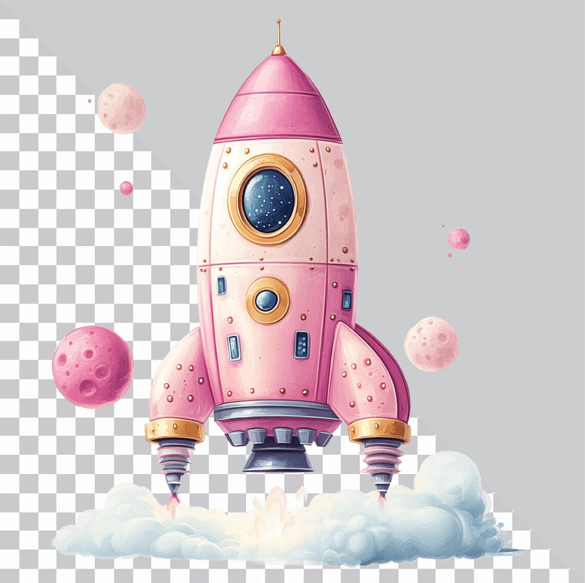 Pink Space Rocket Clipart, Rocket Ship PNG, Girl Astronaut, Junk ...