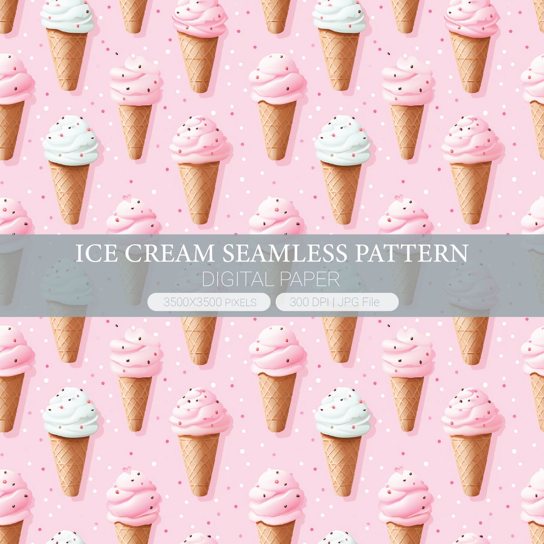 Ice Cream Digital Papers, Sweets Ice Creams Seamless Pattern, Pastel ...