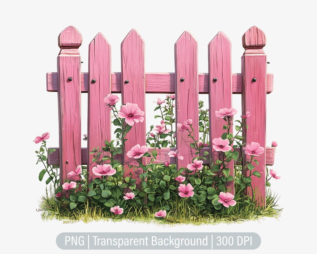 Pink Wood Fence Clipart, Farm PNG, Farm Fence, Garden Fence, Junk ...