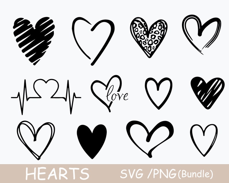 Heart Svg Bundle Heart Svg Hand Drawn Heart Svg Open Heart | Etsy