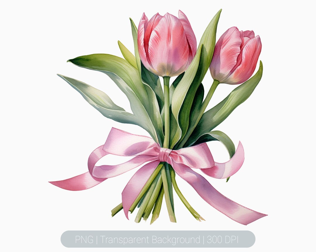 Spring Pink Tulip Clipart, Spring Floral, Watercolour Tulips, Flower ...