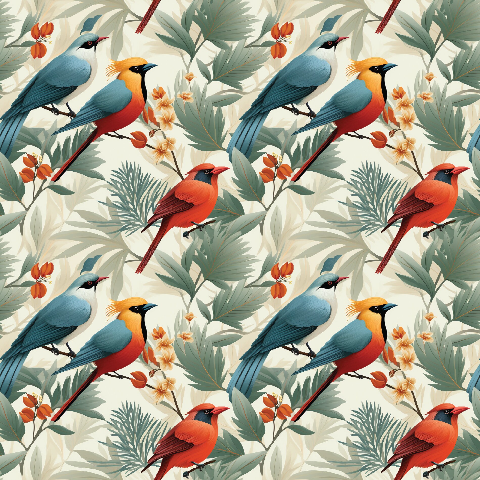 Birds Digital Paper Vintage Seamless Antique Bird Printable - Etsy