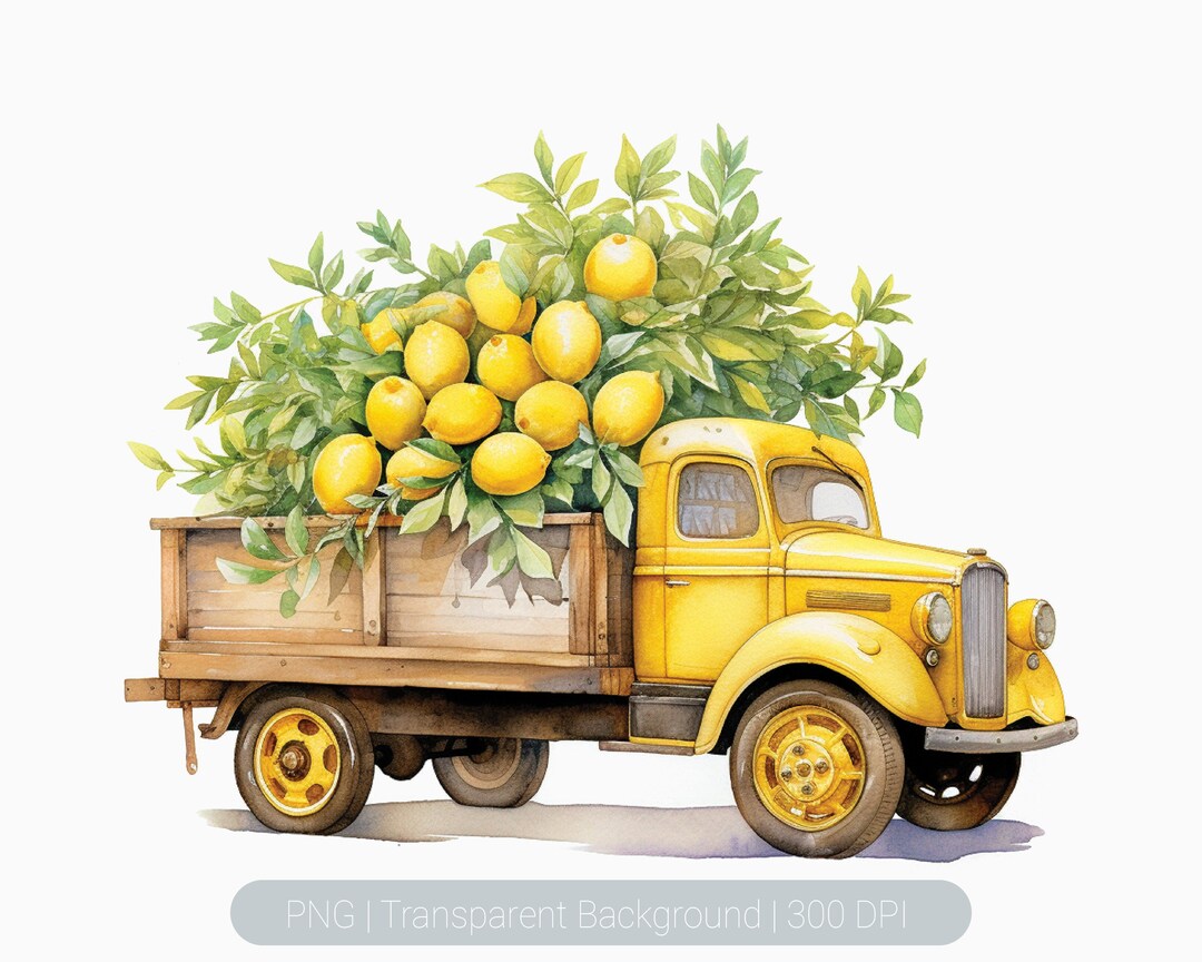Watercolor Lemon Truck Clipart, Sweet Lemon, Lemonade Png, Cake, Fruit ...