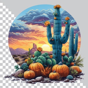 Western Halloween Clipart, Cactus Pumpkins, Junk Journals, Scrapbooking ...