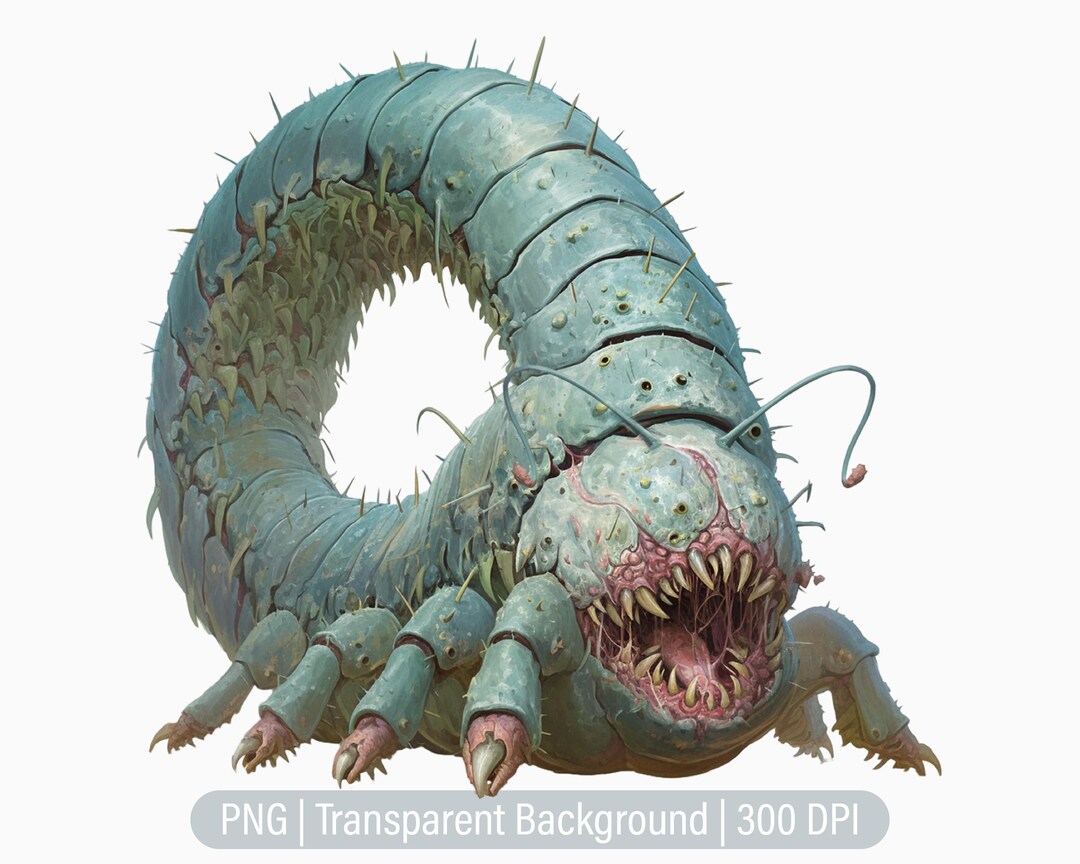 Mythical Worm Clipart, Monster PNG, Crawling Creature, Junk Journal ...