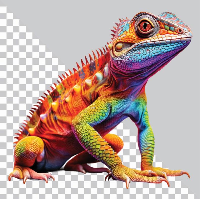Colorful Lizard Clipart, Reptiles PNG, Iguana Clipart, Junk Journals ...